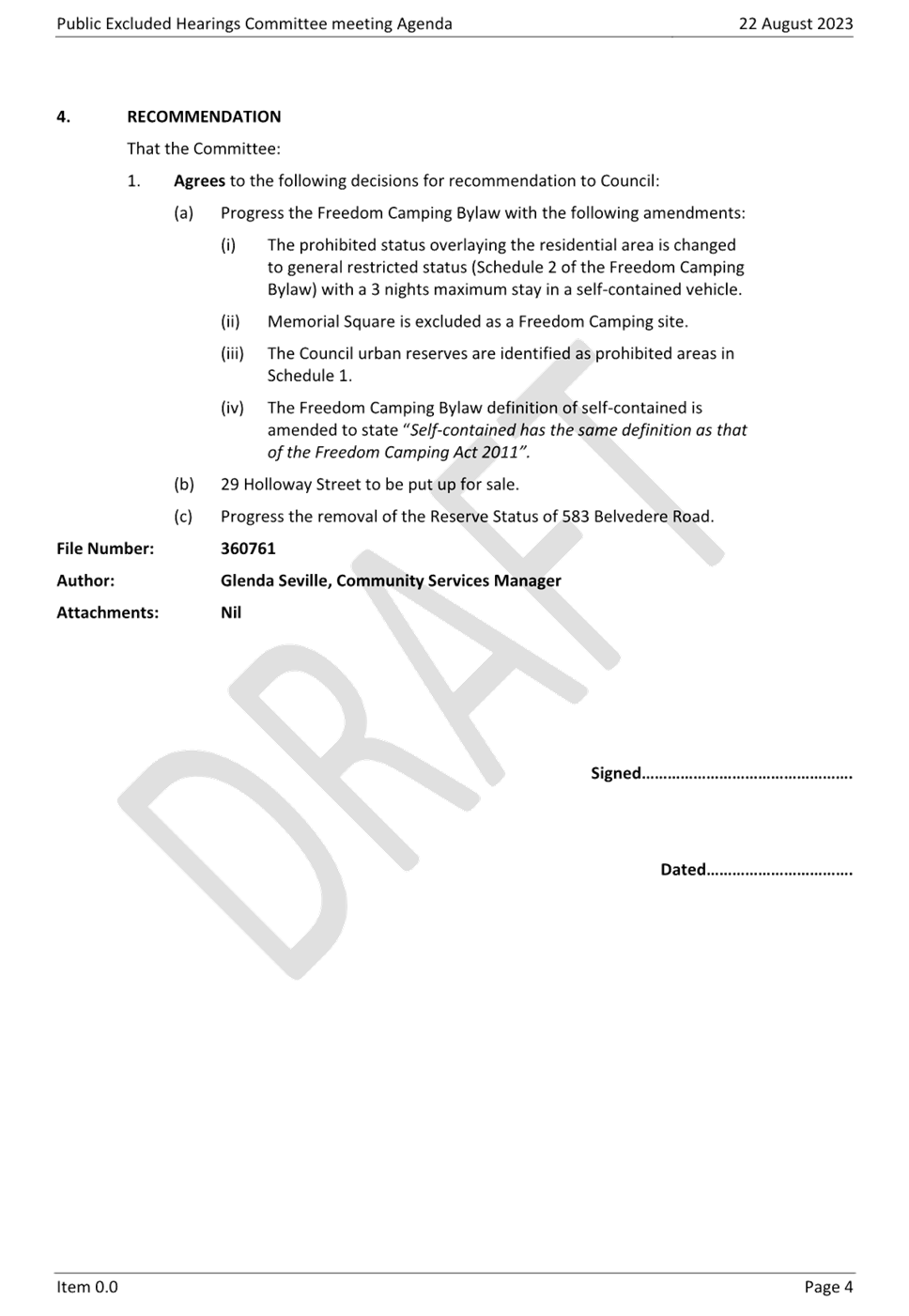 Agenda of Hearings Committee meeting - Wednesday, 20 September 2023